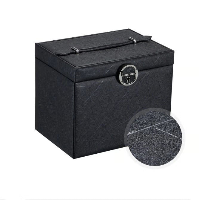 Portable Travel Case Lockable Five Layer Leather Jewelry box with Mirr ...