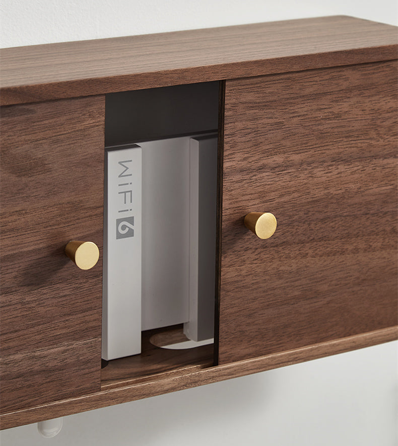 Walnut Wooden Wireless Router Storage Box, Wall-mounted WiFi Storage B ...