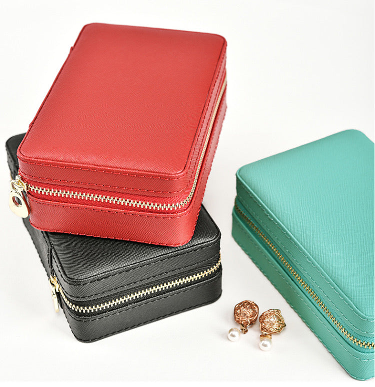 Portable Luxury Jewelry Box Ring Boxes Earring Holder With Zipper ...