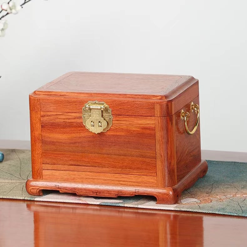 Hand Carved Rosewood Jewelry Box Organizer With Touch Screen LED Light ...