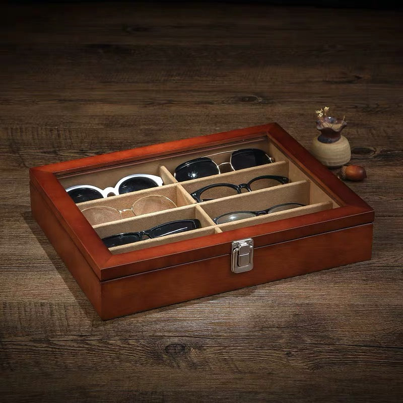 Wooden 8 Slots Eyeglass Sunglass Storage Box, Jewelry Organizer Collec ...