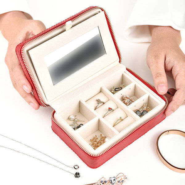 Portable Luxury Jewelry Box Ring Boxes Earring Holder With Zipper ...