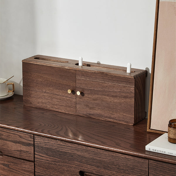 Walnut Wooden Wireless Router Storage Box, Wall-mounted WiFi Storage B ...