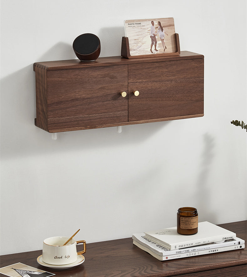 Walnut Wooden Wireless Router Storage Box, Wall-mounted WiFi Storage B ...