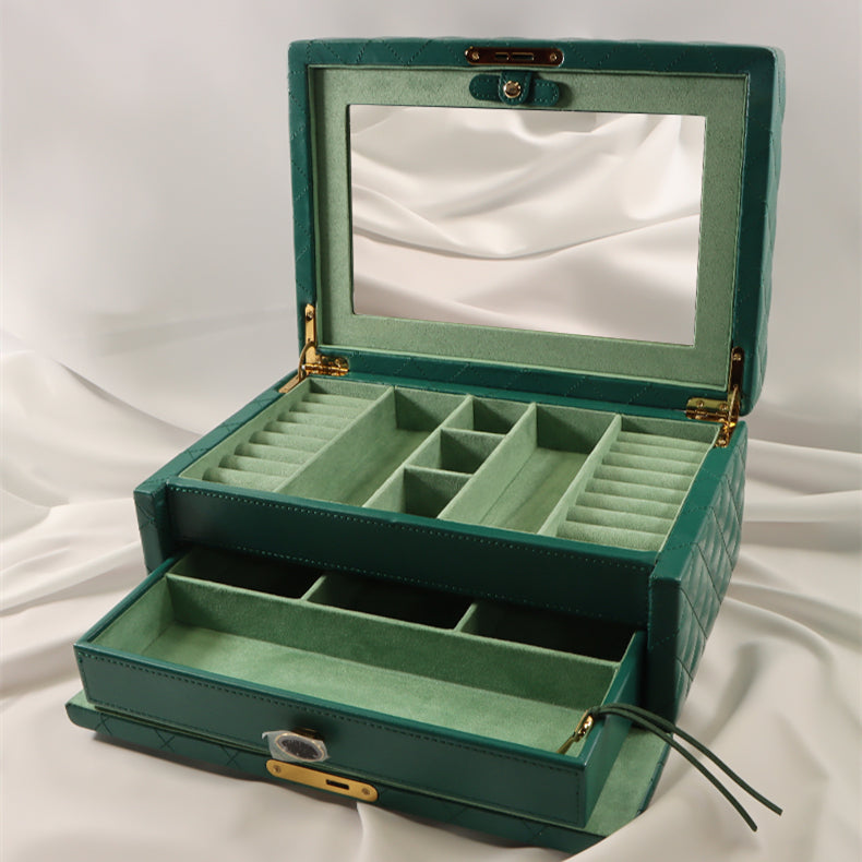 leather Large Size jewelry box with lock jewelry organizer with French ...