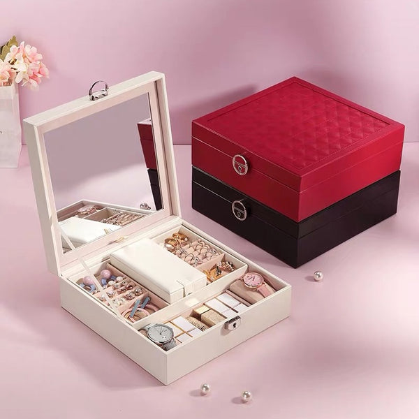 Lockable Jewelry box With Large Mirror Give away mini case – Nillishome