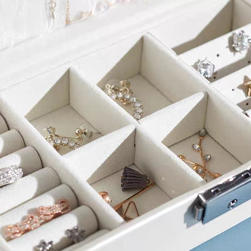 Travel Necklace Ring Storage Organizer Jewelry box with key – Nillishome