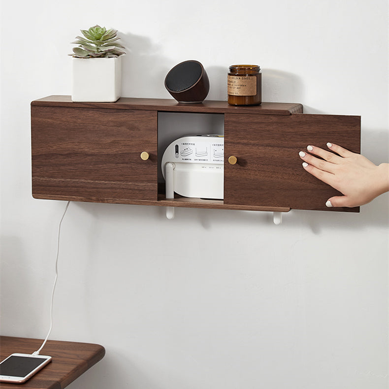 Walnut Wooden Wireless Router Storage Box, Wall-mounted WiFi Storage B ...