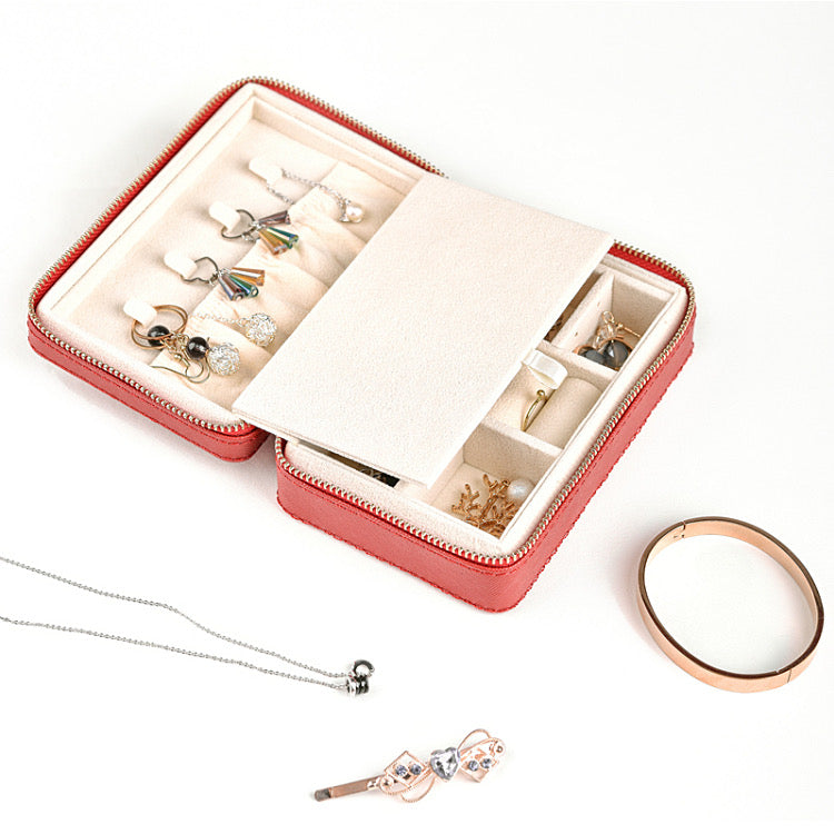 Portable Luxury Jewelry Box Ring Boxes Earring Holder With Zipper ...