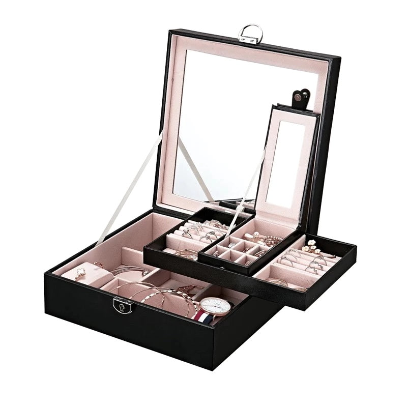 Lockable Jewelry box With Large Mirror Give away mini case – Nillishome