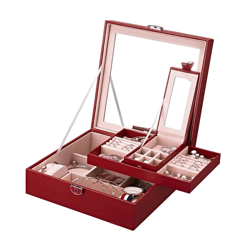 Lockable Jewelry box With Large Mirror Give away mini case – Nillishome