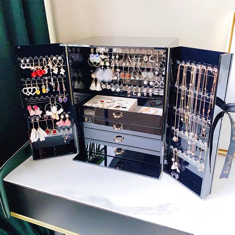 4 Drawers Extra Large Jewelry Box Chest Storage For Safely Securing Sm ...