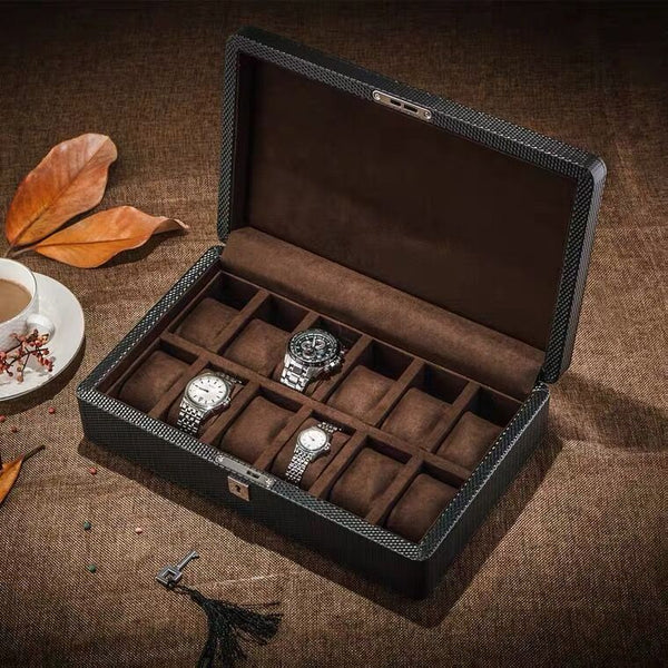 Oversize 12 Slots Watch Box Display Organizer Locking Jewelry Watches ...